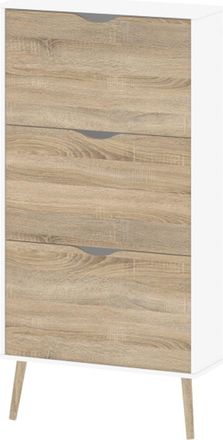 Tvilum Schuhschrank mit drei Schubladen, schwarz-weiß, 70,2 x 138,8 x 23,9 cm