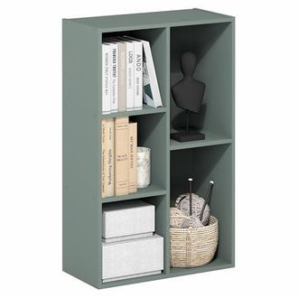 Furinno LUDER Bücherregal, 5-Würfel Bücherregal, wendbares Bookcase, 9.4 x 19.5 x 31.5, für Wohnzimmer, Schlafzimmer, Homeoffice, Salbeigrün