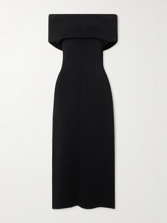 Toteme Schulterfreies Midikleid Aus Jersey - Schwarz