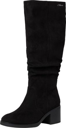 s.Oliver Damen Hohe Stiefel mit Absatz Blockabsatz mit Reißverschluss, Schwarz (Black), 38 EU