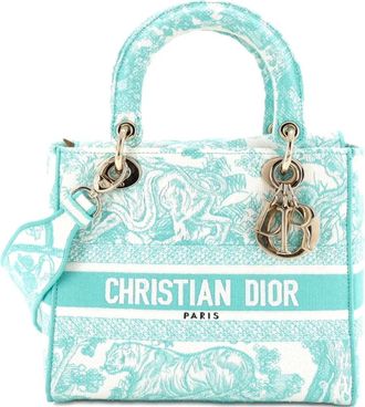 Dior Toile de Jouy Lady D-Lite Bag Embroidered Canvas tote bag - Blanc