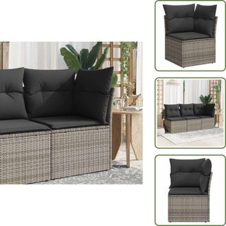 vidaXL Garten-Ecksofa mit Kissen Grau Poly Rattan - Gartenm&ouml;bel - Ecksofa - Outdoor M&ouml;bel - Terrassenm&ouml;bel - Lounge Set