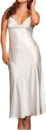 Generic Robe longue en soie pour femme, kimono en dentelle et pantalon de No&euml;l, blanc, XXL