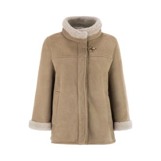 Fay Femme, Vestes, Beige, Taille: 38 FR Shearling Hook Cape