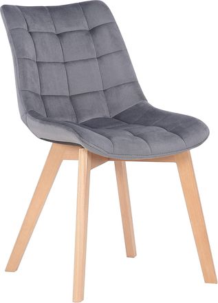 Clp Esszimmerstuhl Passaic Samt, Gesteppter Polsterstuhl mit Bodenschonern, Belastbarkeit von 150 kg, Farbe:grau