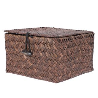 Cabilock Geflochtener Aufbewahrungskorb Mit Deckel 11X20X11Cm Vielseitiger Geflochtener Stauraumkorb F&uuml;r K&uuml;che Wohnzimmer Und Schlafzimmer Praktisch Zur Ordnun