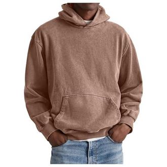 Generic Sweat &agrave; capuche pour homme - Pull r&eacute;tro - Manches longues - Coupe droite - En tissu denim - Confortable - T-shirt de sport basique - Pull de transitio