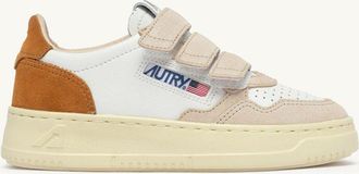 Autry BASKETS MEDALIST KIDSTRIPES EN CUIR BLANC ET DAIM BROWN MUSCAT ET SAND