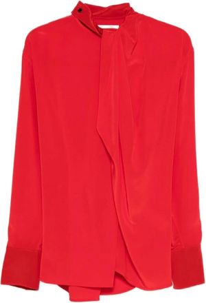Victoria Beckham Femme, Blouses et Chemises, Rouge, Taille: 34 FR Blusa Detalle Drapeado Lazo Cuello