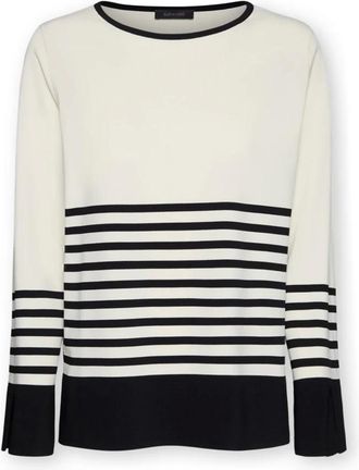 Elena Miro Femme, Pulls, Blanc, Taille: 42 FR Jersey Ray&eacute; en Viscose M&eacute;lang&eacute;e