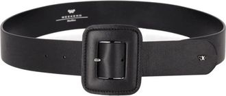 Max Mara Femme, Accessoires, Noir, Taille: M Ceinture Brio en cuir noir avec logo