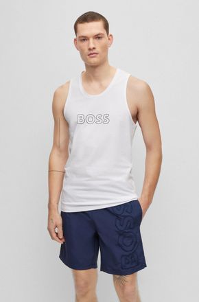 HUGO BOSS T-Shirt BOSS Beach Tank Top, Herren, Gr. XL, wei&szlig; 100, Single Jersey, Obermaterial: 100% Baumwolle, unifarben, k&ouml;rpernah normal, tiefer Rundhals, eing