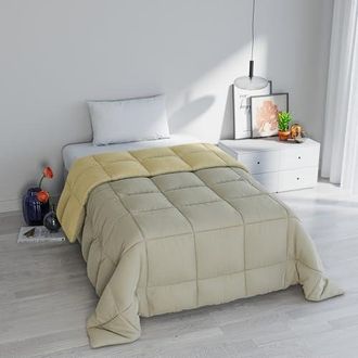 Italian Bed Linen ELEGANT Wintersteppdecke, Taupe/Creme, 170x260cm