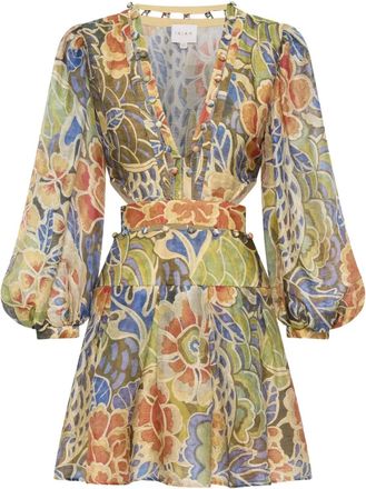 IXIAH robe courte Casablanca à fleurs - Tons neutres