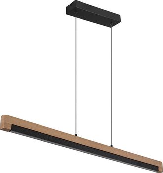 Globo Lighting Suspension lampe en bois lampe de table à manger lampe de salon lampe de cuisine, métal aluminium bois plastique noir marron, 1x led 24W 580Lm 3000K