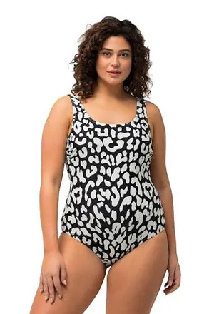 Ulla Popken Badeanzug Alice, Softliner, Dg, Leo Maillot de Bain Une pièce, Noir, 50-52 Femmes