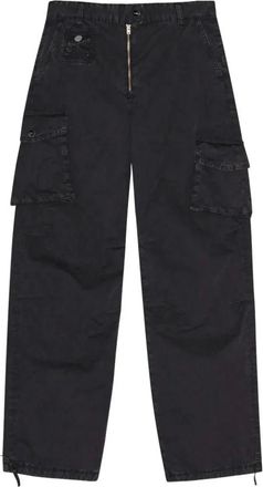 Ganni Femme, Jeans, Noir, Taille: 42 FR Pantalon en twill de coton d&eacute;lav&eacute;