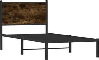 vidaXL Cadre de lit en m&eacute;tal sans matelas ch&ecirc;ne fum&eacute; 75x190 cm Vidaxl