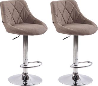 Clp 2er Set Barhocker Lazio Mit Stoffbezug I Höhenverstellbarer Und Drehbarer Hocker Mit Fußstütze In Chrom-Optik, Farbe:Taupe