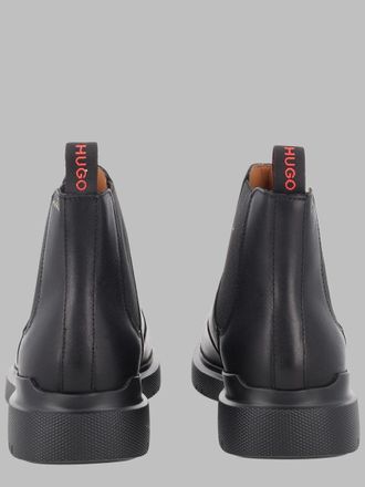 HUGO BOSS Cow Hide Leather Chelsea Ankle Boots - Black