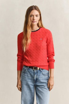 GANT Damen Zopfstrick Rundhalspullover (XXXL) PERFECT Rot