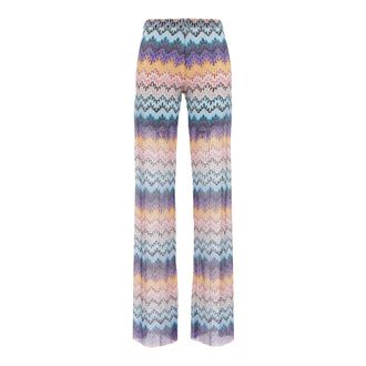 Missoni Femme, Pantalons, Multicolore, Taille: 36 FR Pantalon Droit en Tulle &agrave; Motif Zigzag
