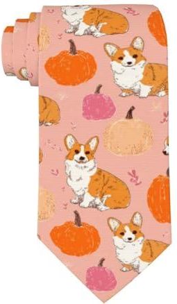 Generic Citrouilles Et Corgis Cravates Élégante Cravate Homme Classique Cravatte Pour Célébrations Fêtes Scolaires