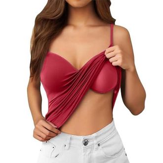 Generic Maillot de corps pour femme sans armatures - Soutien-gorge avec haut int&eacute;gr&eacute; avec sangle r&eacute;glable - Camisole Push Up - Sous-v&ecirc;tements doux - D&eacute;bardeur