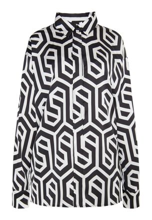 Dreimaster Dreimaster Hemdbluse Damen schwarz-wollweiß