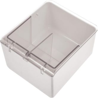 Angoily Wattest&auml;bchenhalter und Make Up Aufbewahrungsbox aus Transparentem Kunststoff mit Deckel Zweifach Unterteilter Organizer f&uuml;r Badezimmer und Schlafzimm