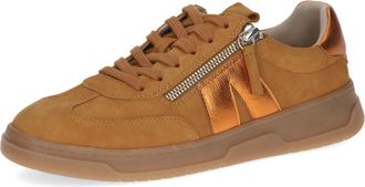 Caprice Caprice Damen Sneaker flach aus Leder mit Reißverschluss, Orange (Curry Comb), 37 EU