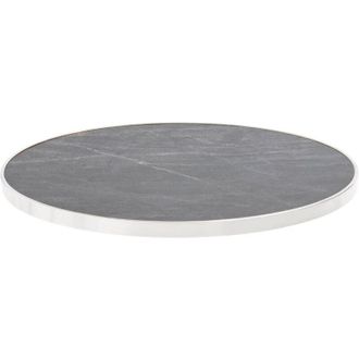 Oviala Plateau de table contreplaqu&eacute; rev&ecirc;tement stratifi&eacute; marbre Noir/Argent
