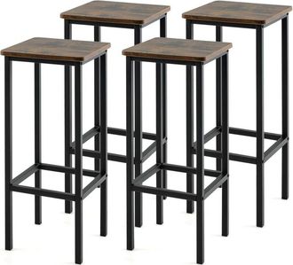 Costway Costway - Tabouret Bar Lot de 4, Chaise de Bar H72 cm, Chaise Haute Bar avec Repose-Pieds, Pieds en M&eacute;tal, Chaise Bar Industrielle pour Pub, Caf&eacute;