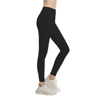 Generic Legging de sport pour femme - Noir - En polyester - Long - Opaque - Pantalon de yoga - Taille haute - Push Up - Pantalon de yoga - Pantalon de sport s