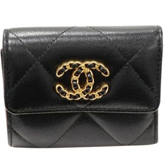 Chanel Pre-owned 19 Petit Portefeuille &agrave; rabat - Femme - Pre-owned - Noir - Taille: ONE Size