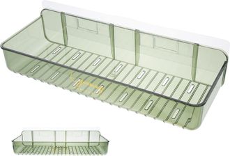 Amosfun Wandmontiertes Badezimmerregal Selbstklebend Transparent Pet Hygienischer Aufbewahrungsst&auml;nder ohne Bohren Wasserdichtes Wandregal f&uuml;r Badutensilien P