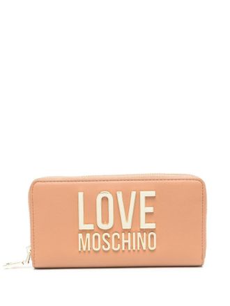 Love Moschino portefeuille zipp&eacute; &agrave; plaque logo - Marron