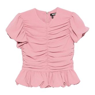 Rotate Oberteil mit Raffung und Puff&auml;rmeln - - Blouses & Shirts - Damen - Rosa - L