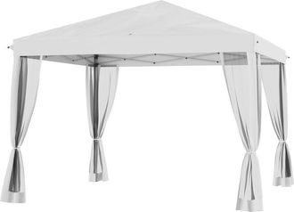 OUTSUNNY Tonnelle pop-up 2,95L x 2,95l x 2,6H m - 4 moustiquaires - Toile polyester Oxford 420D - Montage rapide pour &eacute;v&eacute;nements ext&eacute;rieurs