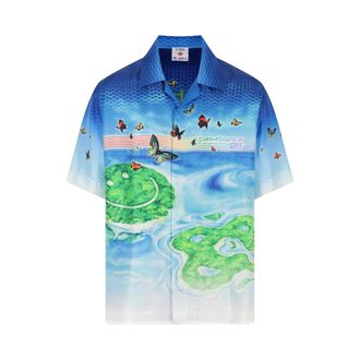 Casablanca Homme, Chemises, Multicolore, Taille: XL Beyond Destiny Chemise &agrave; Manches Courtes en Soie