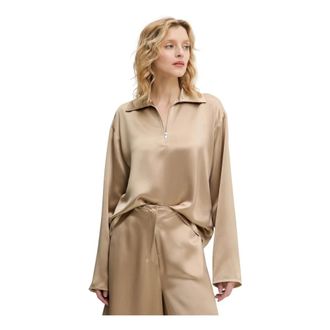 Nanushka Mencia Satin Polo Top - - Blouses & Shirts - Damen - Beige - S