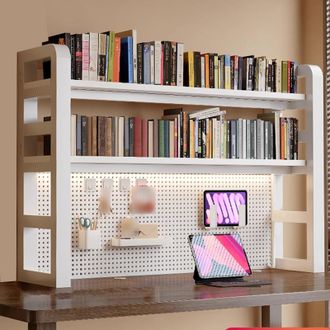 Generic Tischregal, Perforiertes Brett Schichtweise Lagerung Verdicktes Kohlenstoffstahl, Desk Shelf Geeignet für Wohnheim Haus Büro(White,120x25x130)