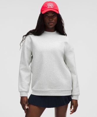 lululemon Big Cozy Oversized-Pullover Tennis f&uuml;r Frauen - Gr&ouml;&szlig;e XL in Heathered Core Ultra Light Grey
