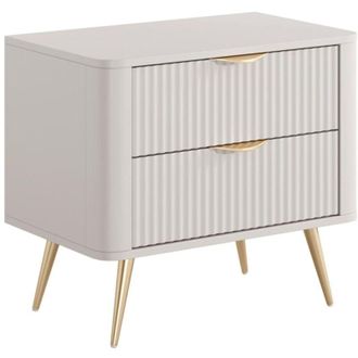 Vente-Unique Table de chevet - 2 tiroirs - Beige et dor&eacute; - ELONARIA de Pascal Morabito