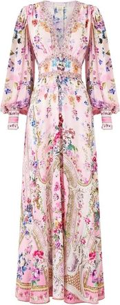 Camilla Femme, Robes, Multicolore, Taille: 38 FR Robe de Soir&eacute;e Teintes Pastel Palatial avec Ceinture Fa&ccedil;onn&eacute;e et Manches Fronc&eacute;es