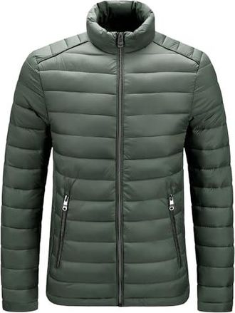 Generic Veste matelass&eacute;e l&eacute;g&egrave;re et pliable pour homme, manteau dhiver chaud, imperm&eacute;able, coupe-vent, veste dext&eacute;rieur d&eacute;contract&eacute;e, vert militaire, XXL