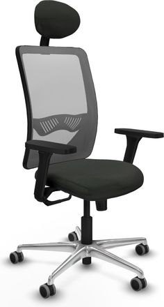 Piqueras y Crespo Schreibtischstuhl aus Netzstoff mit schwarzen Armlehnen, h&ouml;henverstellbare Lendenwirbelst&uuml;tze und festes Kopfteil, ausgestattet mit 3 Positionen und S
