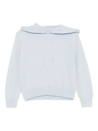 Teddy Cashmere hoodie &agrave; logo brod&eacute; - Bleu