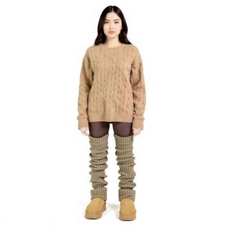 Generic Y2K Harajuku Jambi&egrave;res longues et souples en tricot c&ocirc;tel&eacute; uni pour femme, lin, taille unique