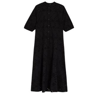 Ted Baker Nikaia Oversized Broderie Schwarzes Midikleid